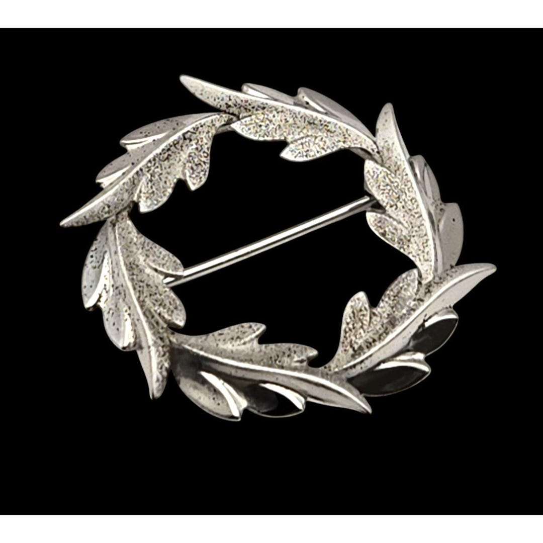 Sterling Silver Wreath Brooch Pin A & Z Sterling Vintage Laurel Leaf ...
