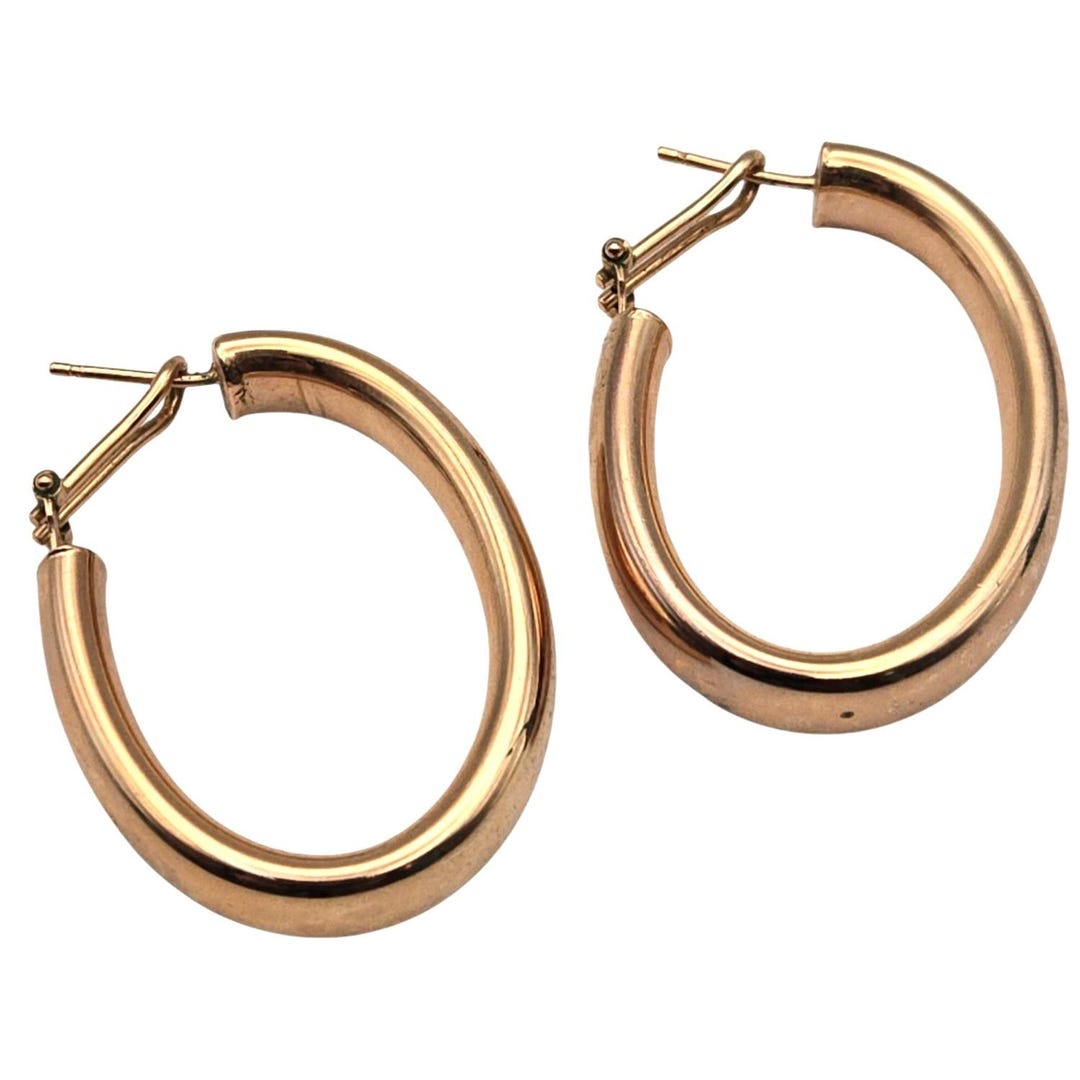 Vtg Milor Bronze Hoop Earrings Omega Back Closure 1/4" Width & 1 1/2 ...