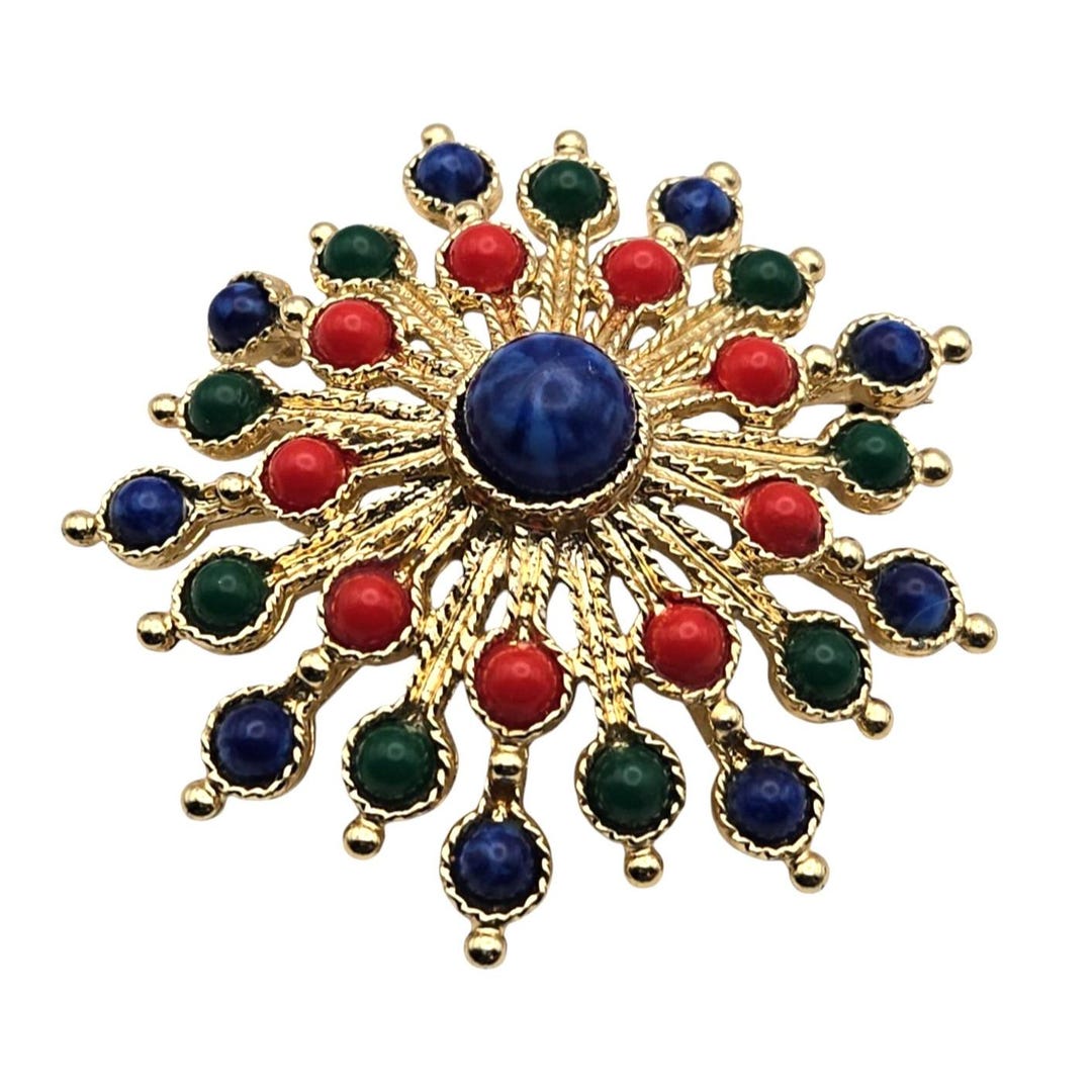 Vintage Sarah Coventry Gold Tone Carnival Brooch With Multi-colored ...