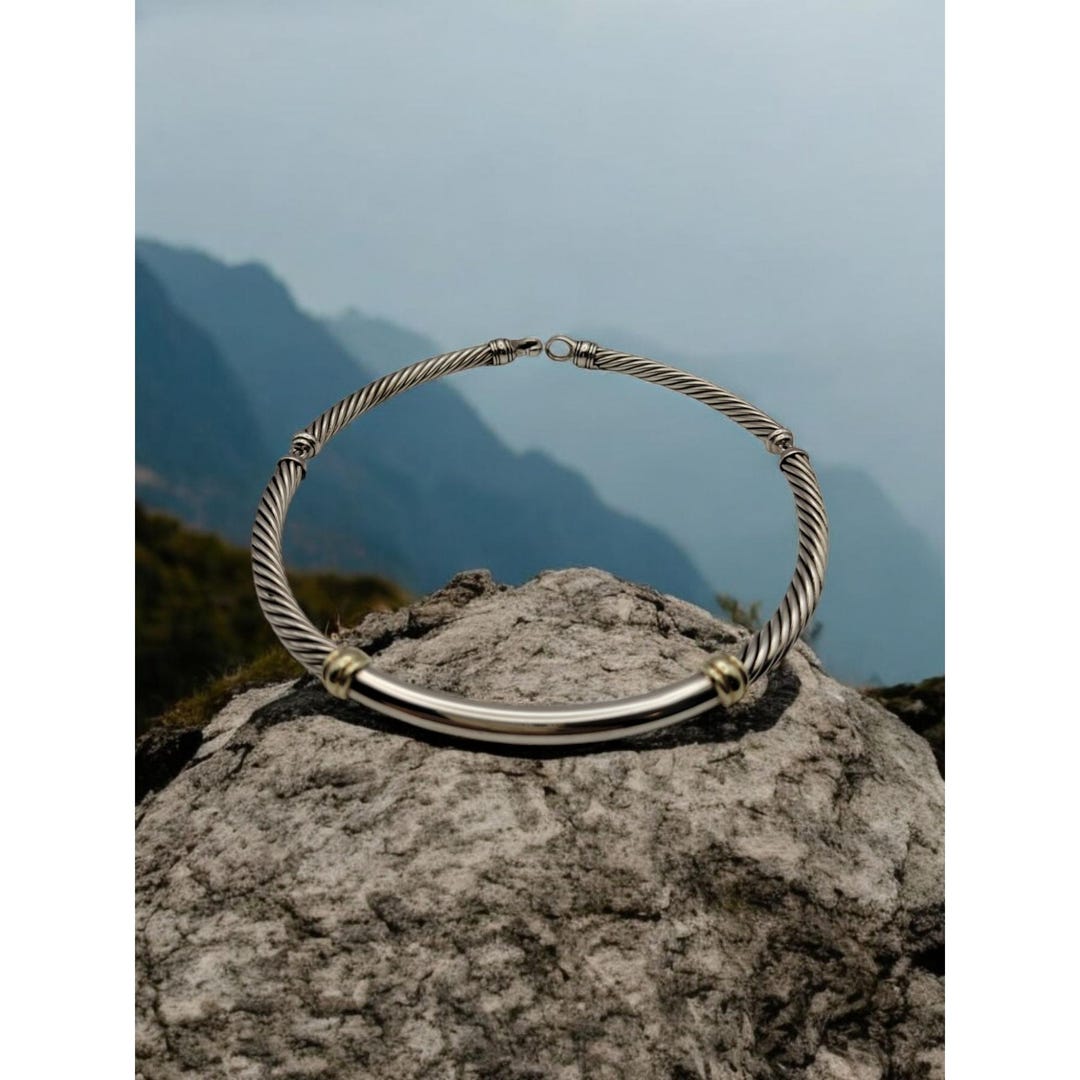 David Yurman Sterling Silver & 14K Gold Twisted Rope Necklace 925 585 ...