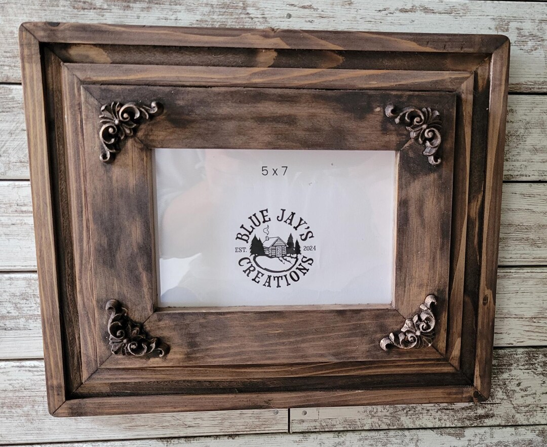 Custom 5x7 Wood Frame. Rustic, Farmhouse Style. Grooved With Inner ...