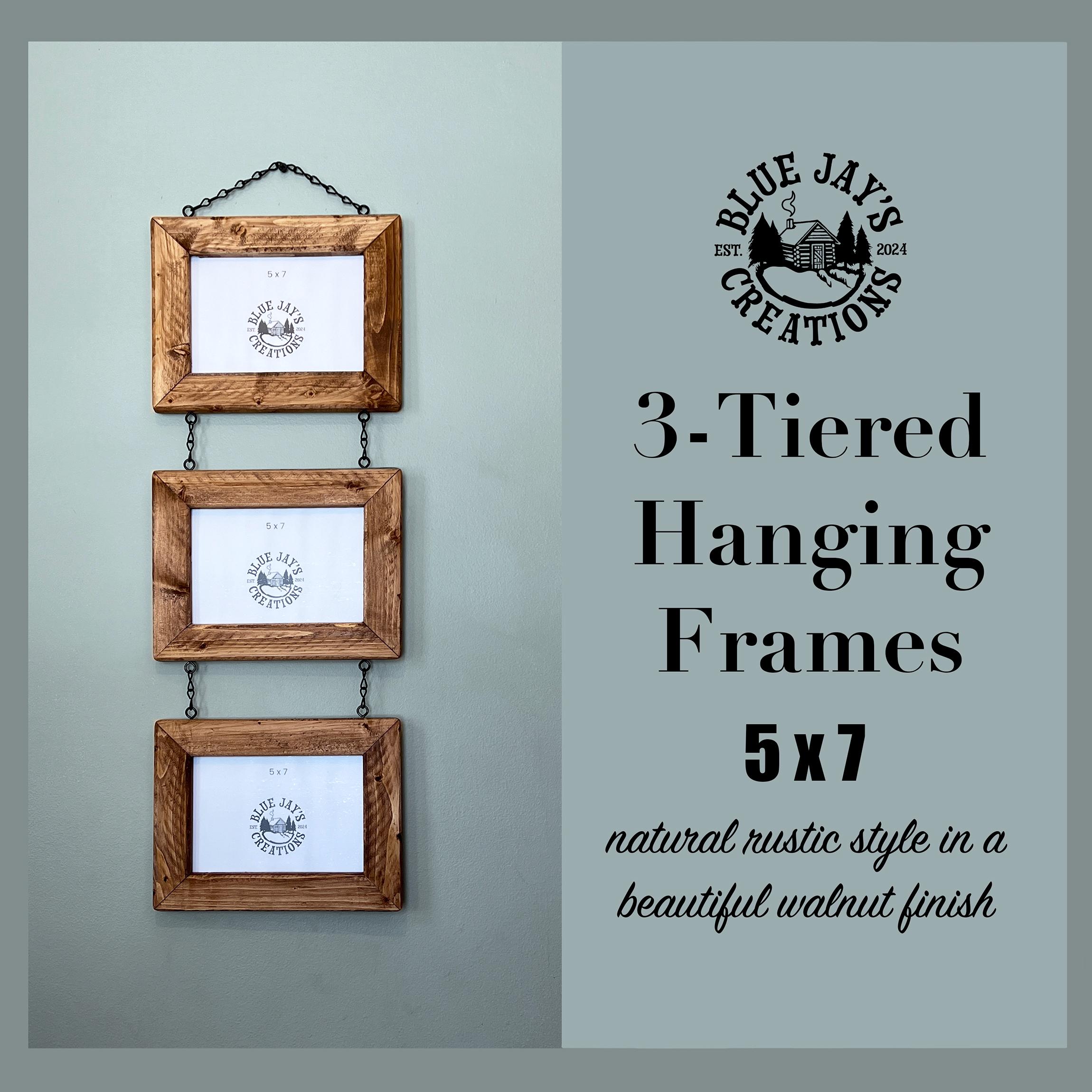Rustic 3-tier Hanging Wood Frames: Walnut Stained 5x7 - Etsy