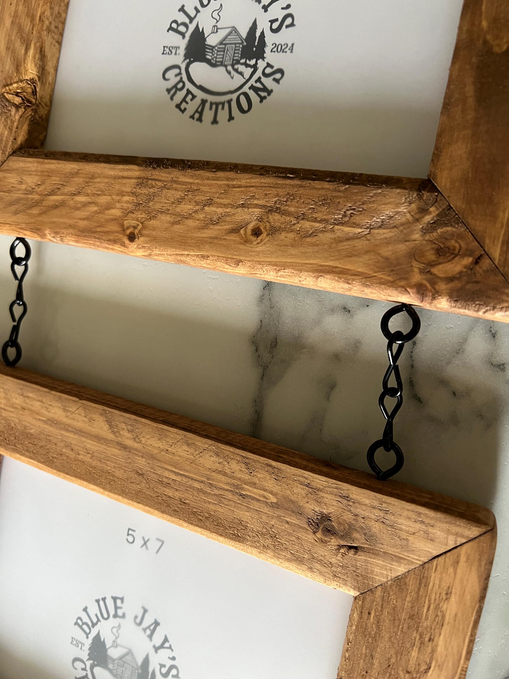 Rustic 3-tier Hanging Wood Frames: Walnut Stained 5x7 - Etsy