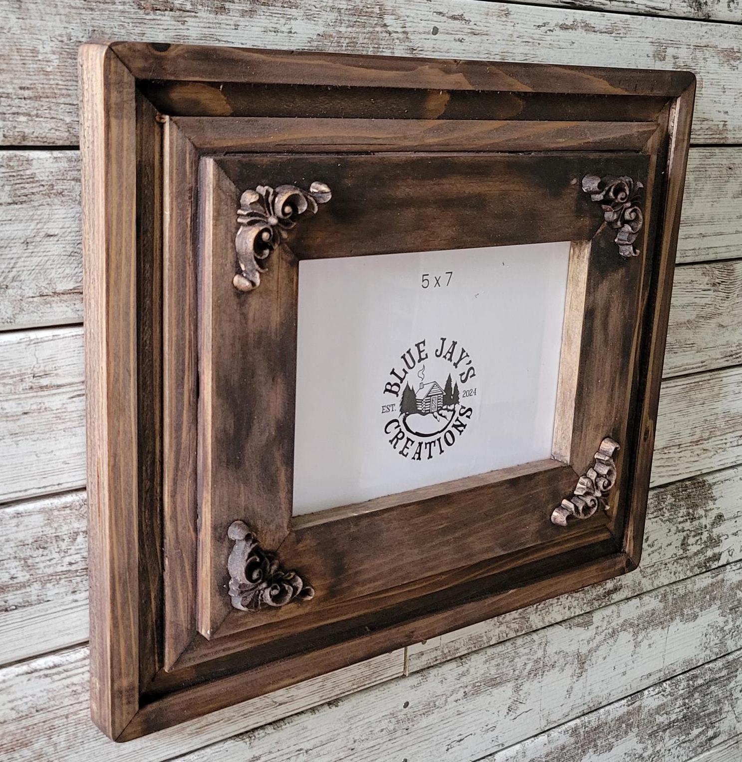 Custom 5x7 Wood Frame. Rustic, Farmhouse Style. Grooved With Inner ...