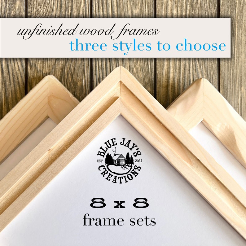 Set of Blank 8 X 8 Wood Frames. Designed With 3 Styles Specifically to ...