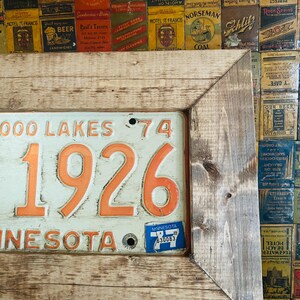 Framed Vintage License Plate Wall Decor. Rustic, Barnwood Style Framed ...