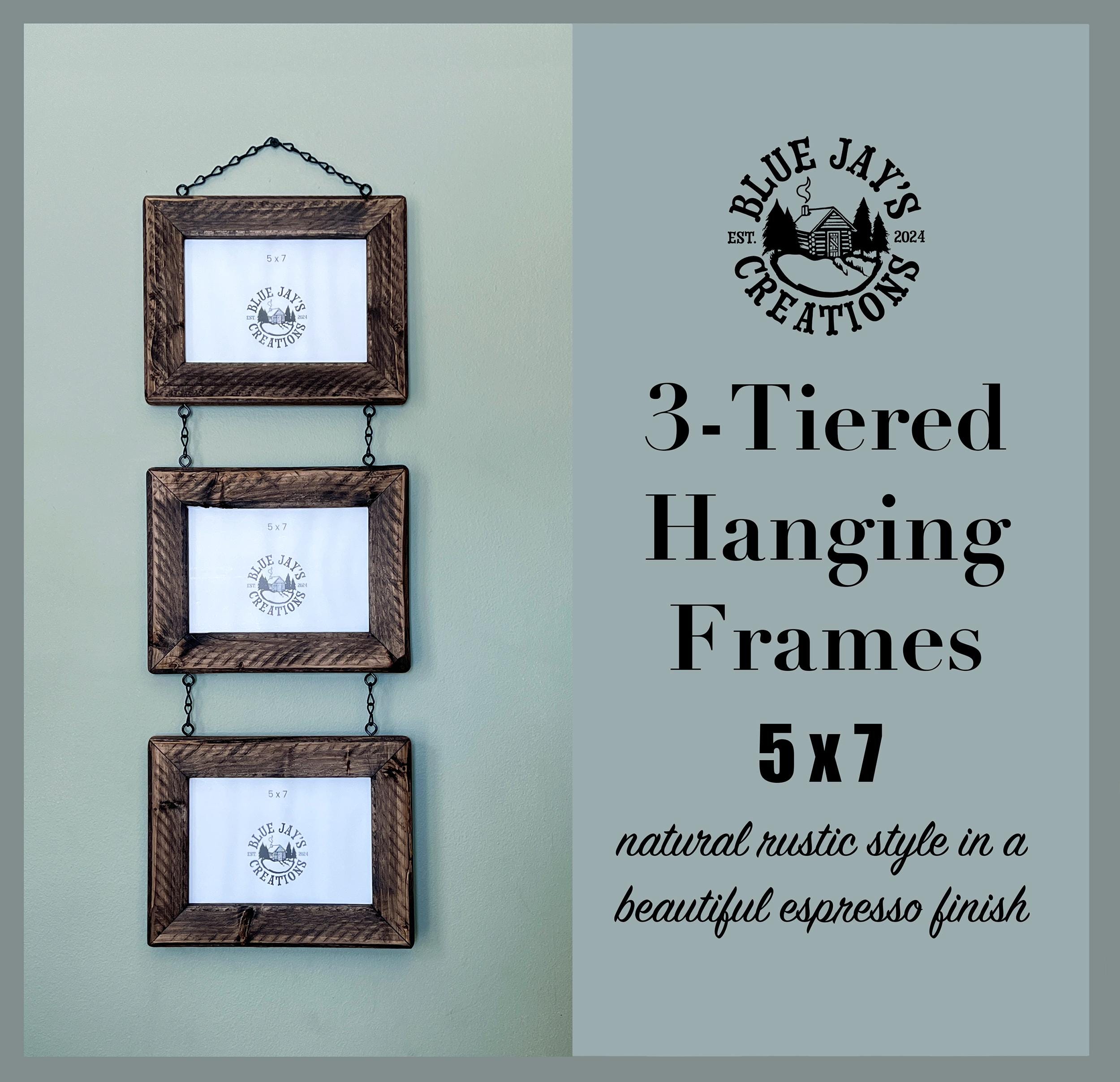 Rustic 3-tier Hanging Wood Frames: Espresso Stained 5x7 - Etsy