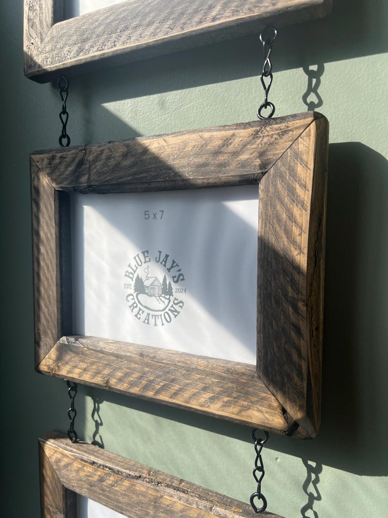 Rustic 3-tier Hanging Wood Frames: Espresso Stained 5x7 - Etsy