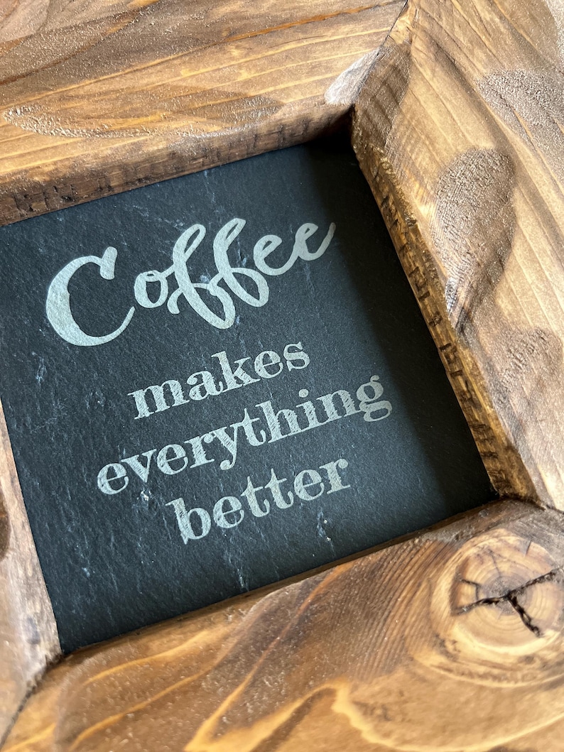 Cozy Kitchen Coffee Theme Wall Decor, Framed Slate Engraved Signs ...