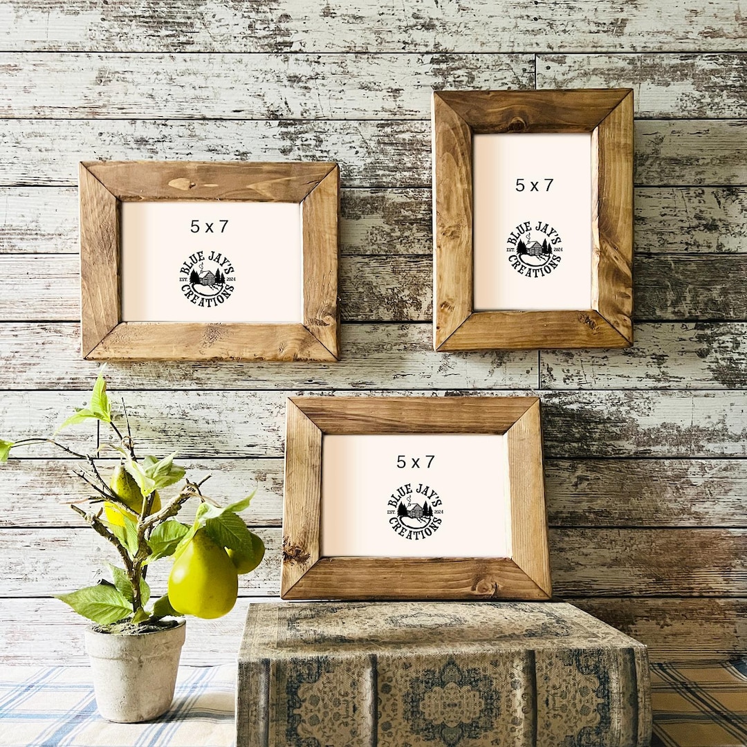 3-pack, 5x7 (1x2 Pine) Stained Wood Frames. Great Country Appeal ...