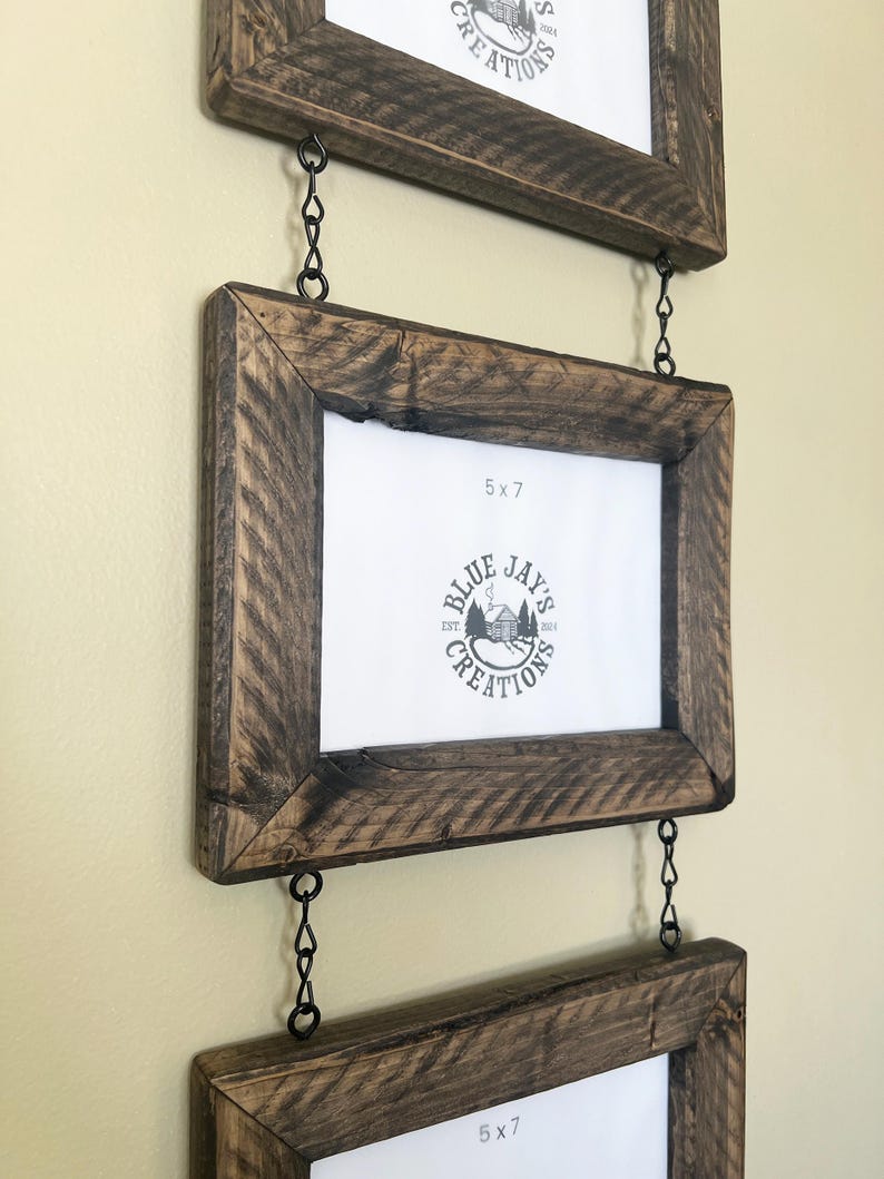 Rustic 3-tier Hanging Wood Frames: Espresso Stained 5x7 - Etsy