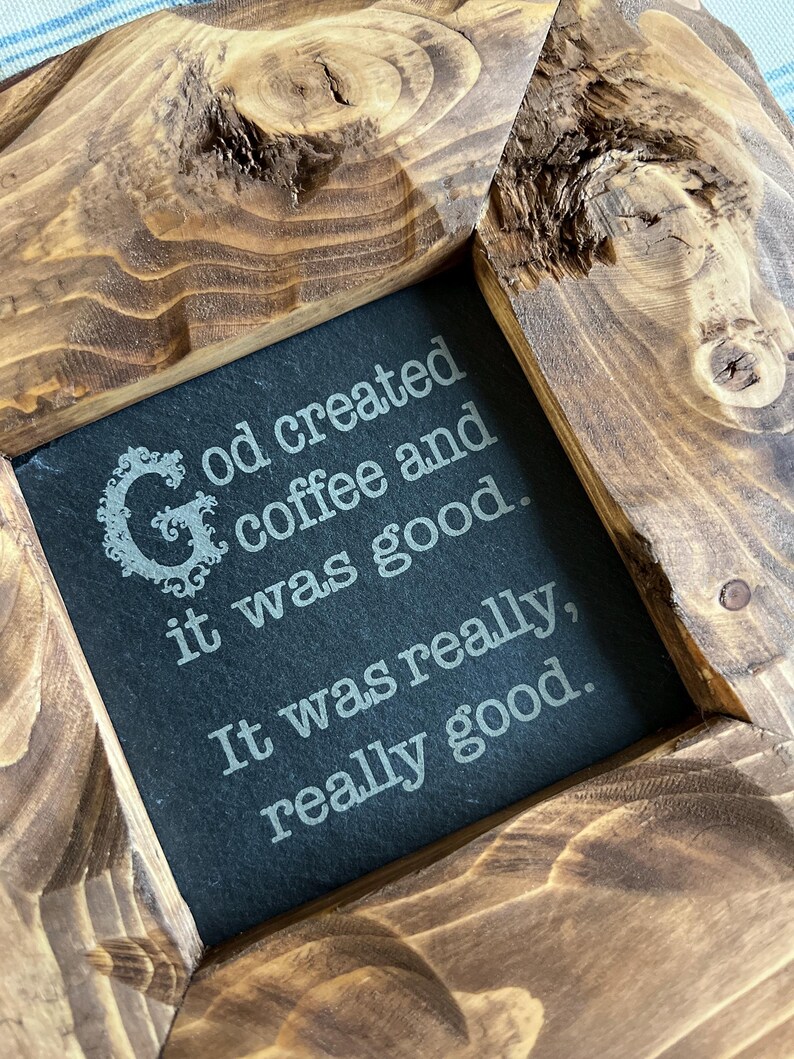 Cozy Kitchen Coffee Theme Wall Decor, Framed Slate Engraved Signs ...