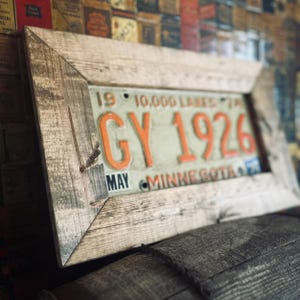 Rustic Barnwood License Plate Frame: Man Cave Bar Decor - Etsy