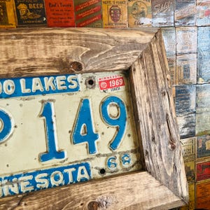 Framed Vintage License Plate Wall Decor. Rustic, Barnwood Style Framed ...