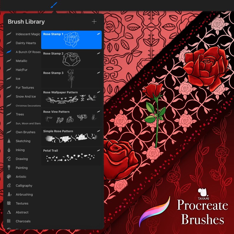 A Bunch of Roses Brush Set for Procreate - Etsy