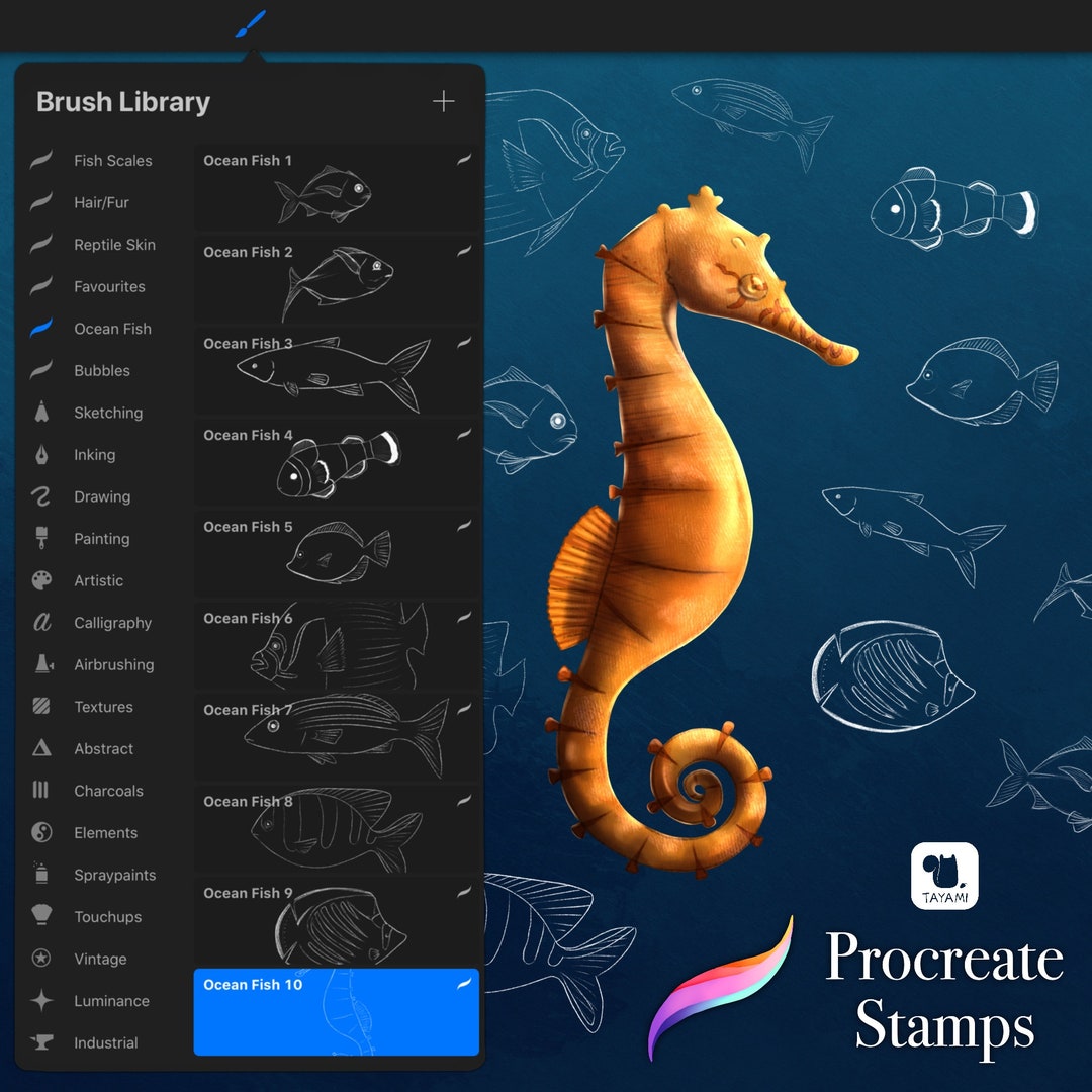 Ocean Fish Stamps for Procreate - Etsy
