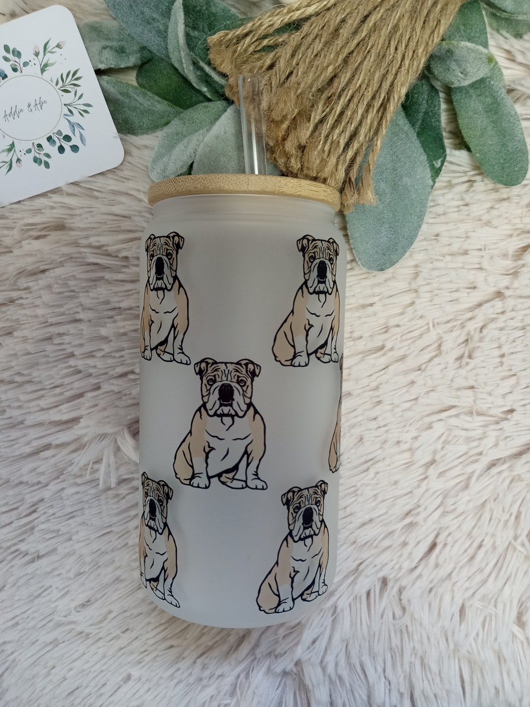 English Bulldog Frosted Cup Bulldog Libbey Cup - Etsy