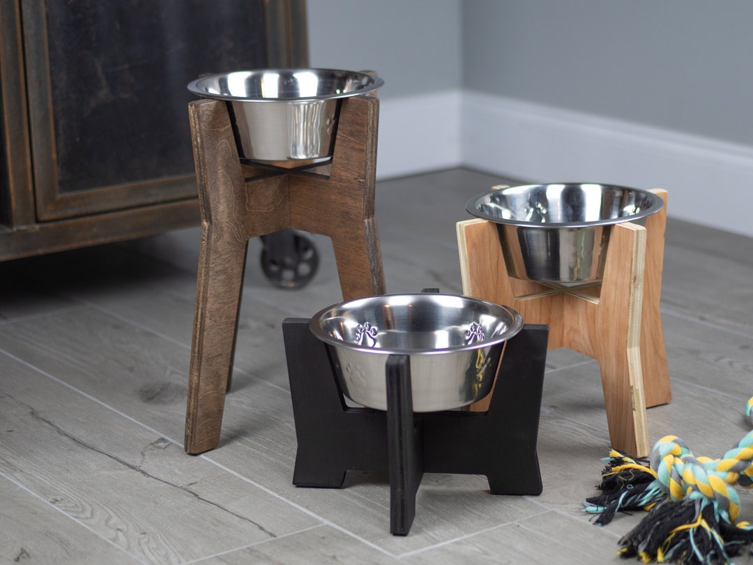 Modern Raised Elevated Dog Bowl Stand Bowl Included Engraving Optional ...