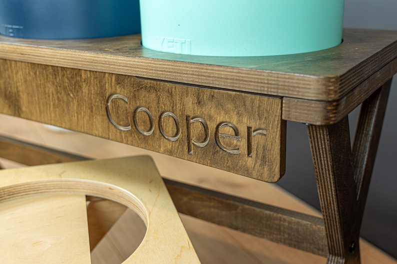 Farmhouse Raised Dog Bowl Stand | Fits Yeti & RTIC, Optional Engraving ...