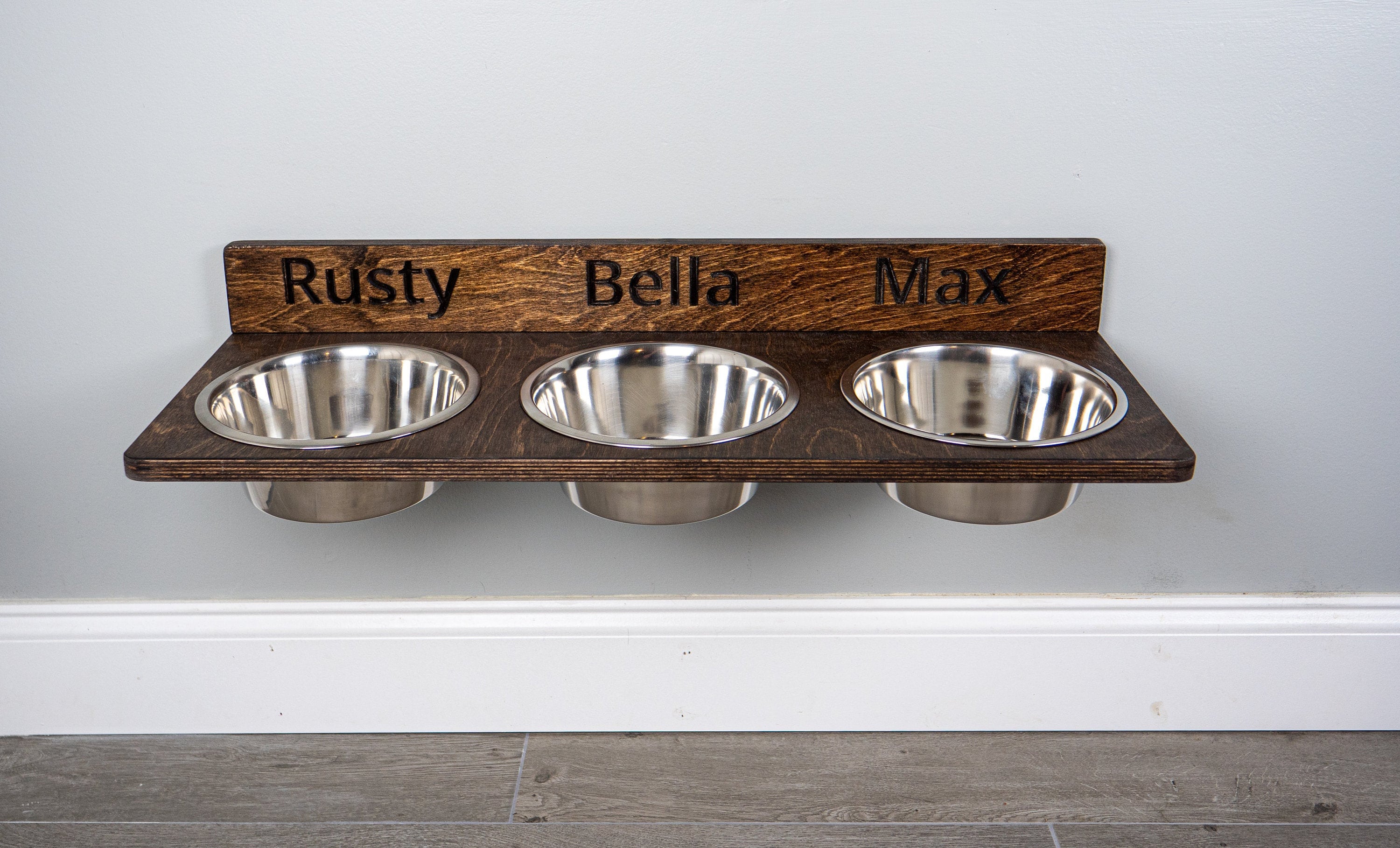Wall Mounted Raised Dog Bowl Stand Elevated Floating Pet - Etsy