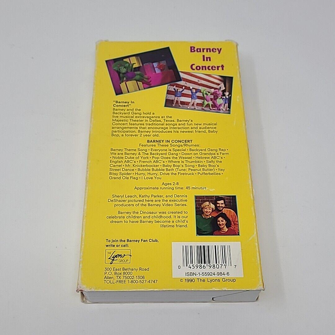 Barney & Friends Barney in Concert VHS 1991 Tape Sing Along Kids ...