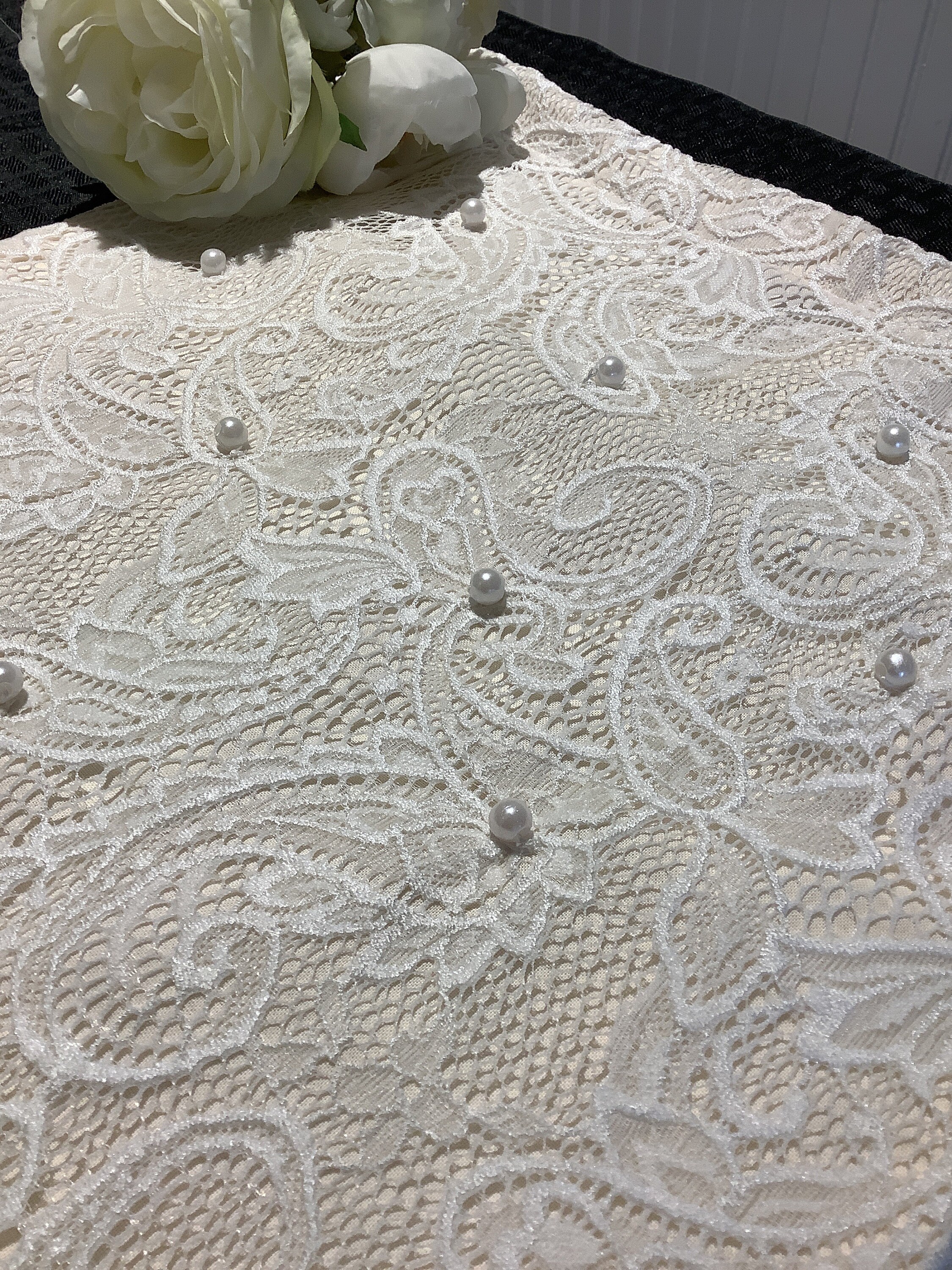 Bridal Money Bag - Bridal White Corded Lace Over Ivory Linen Liner - Etsy