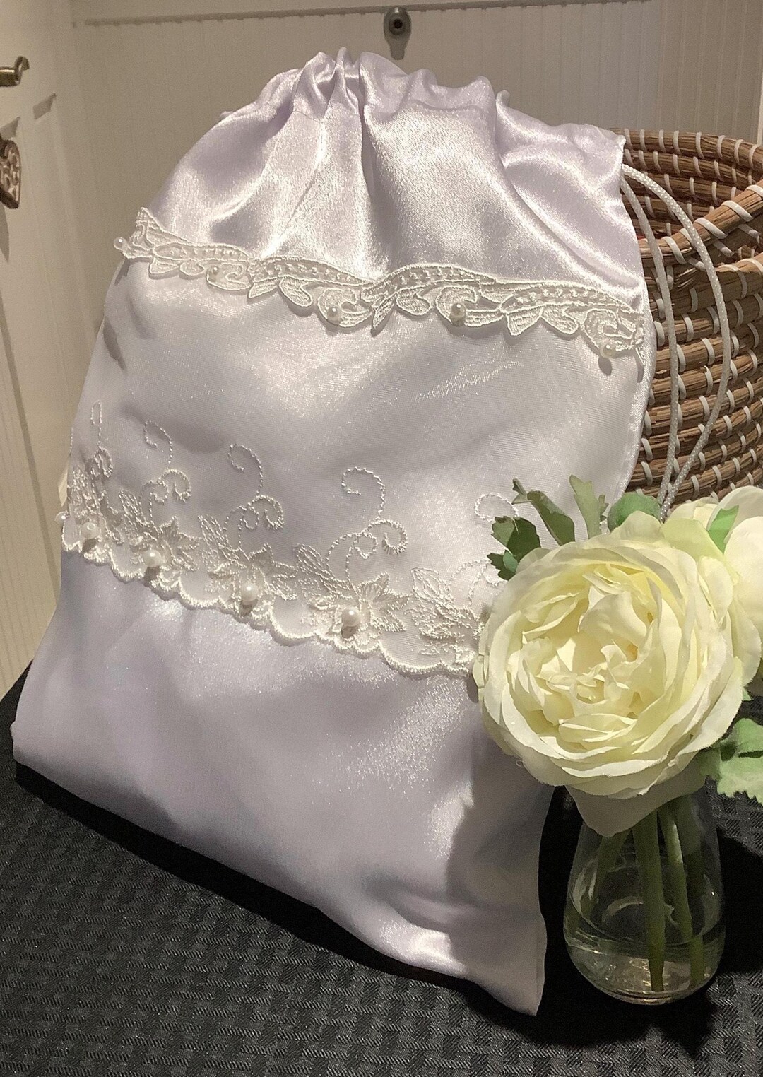Bridal Money Bag - White Silk Liner With Decorative Lace - Etsy