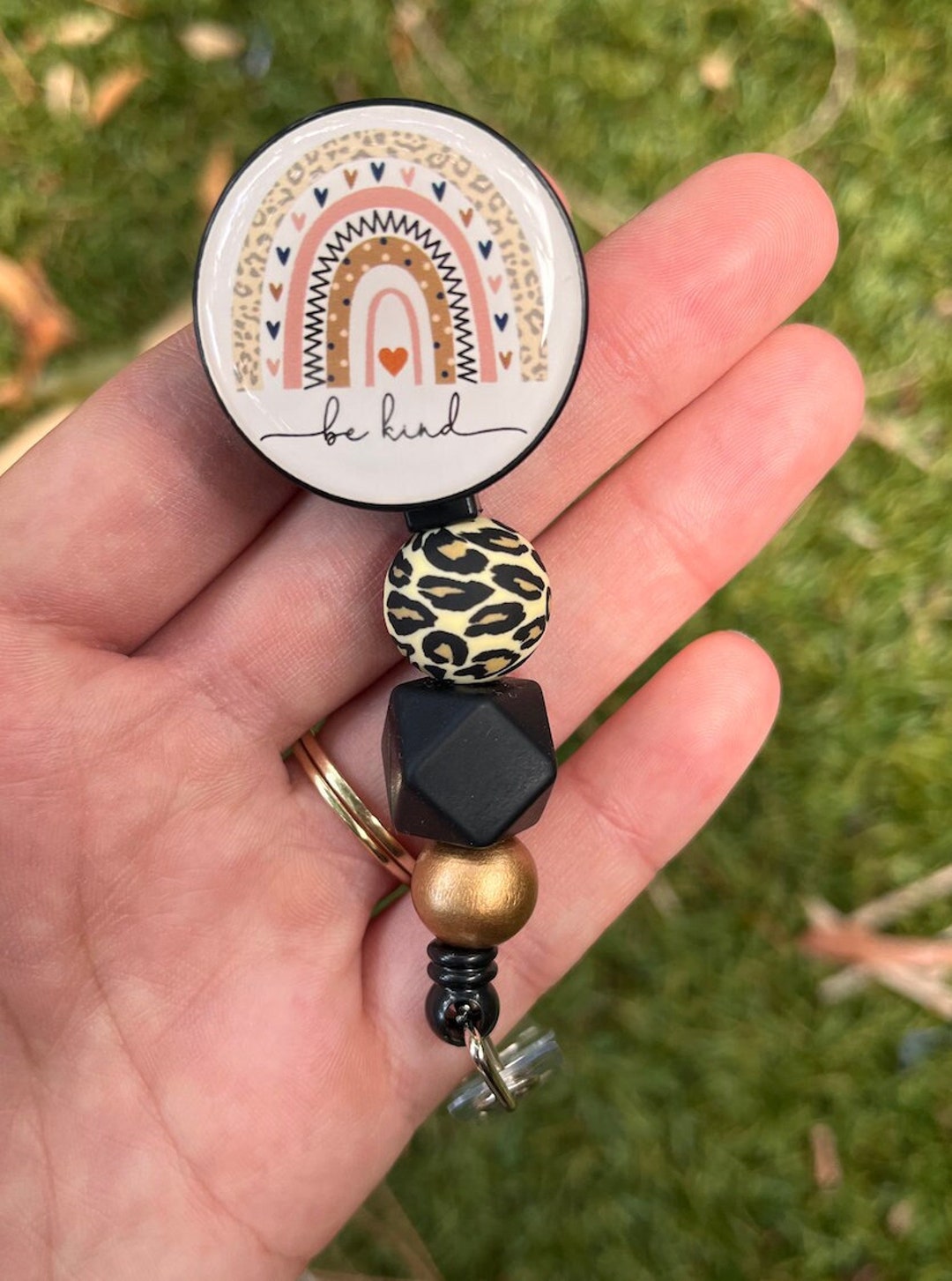 Be Kind Cheetah Badge Reel| Cheetah Badge | Rainbow Cute Badge Reel ...