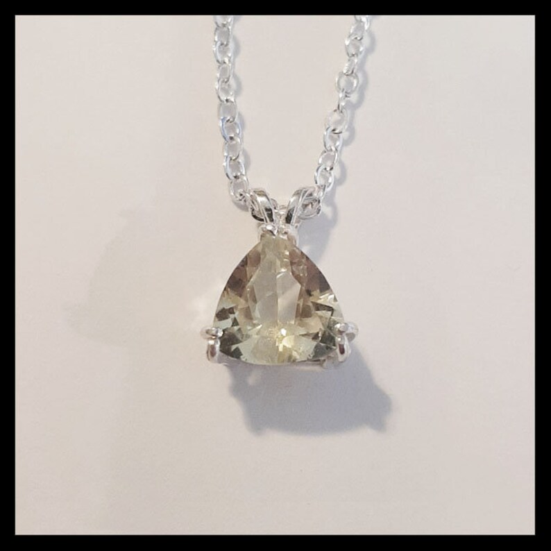 Triangle Shaped 10mm Yellow Topaz Pendant (november Birthstone) With ...