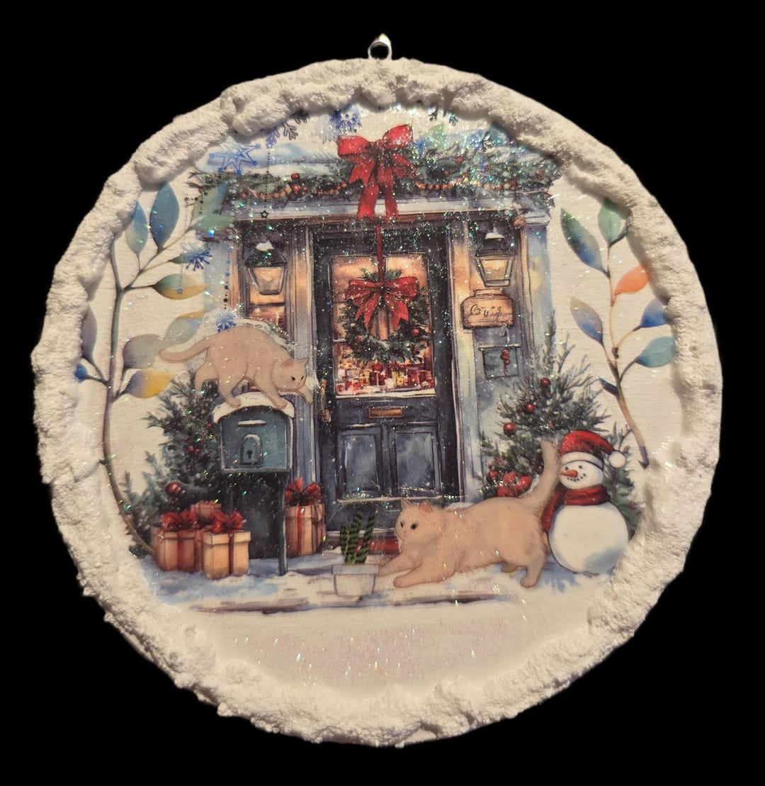 Cute 4inch White Cats (2d) Cat Christmas Ornament. Handmade ...