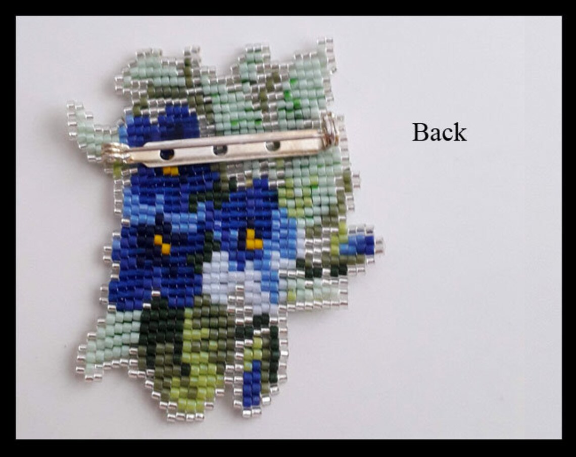 Hand Beaded Blue Violet Flowers Brooch/pin With Japanese Import Miyuki ...
