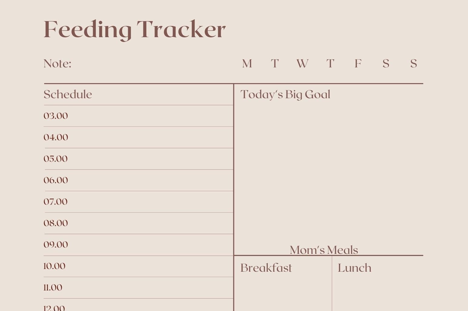 Feeding Tracker, Digital Download, Baby, Health - Etsy