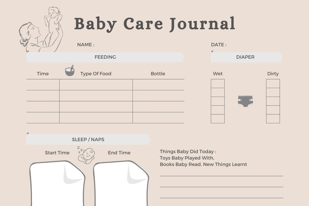 Baby Care Journal, Canva Editable, Digital Download, Daily Planner - Etsy