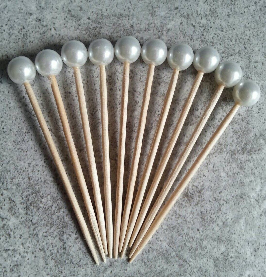40 Pearl White Cocktail Picks, Toothpicks, Hourderves, Dessert Table ...