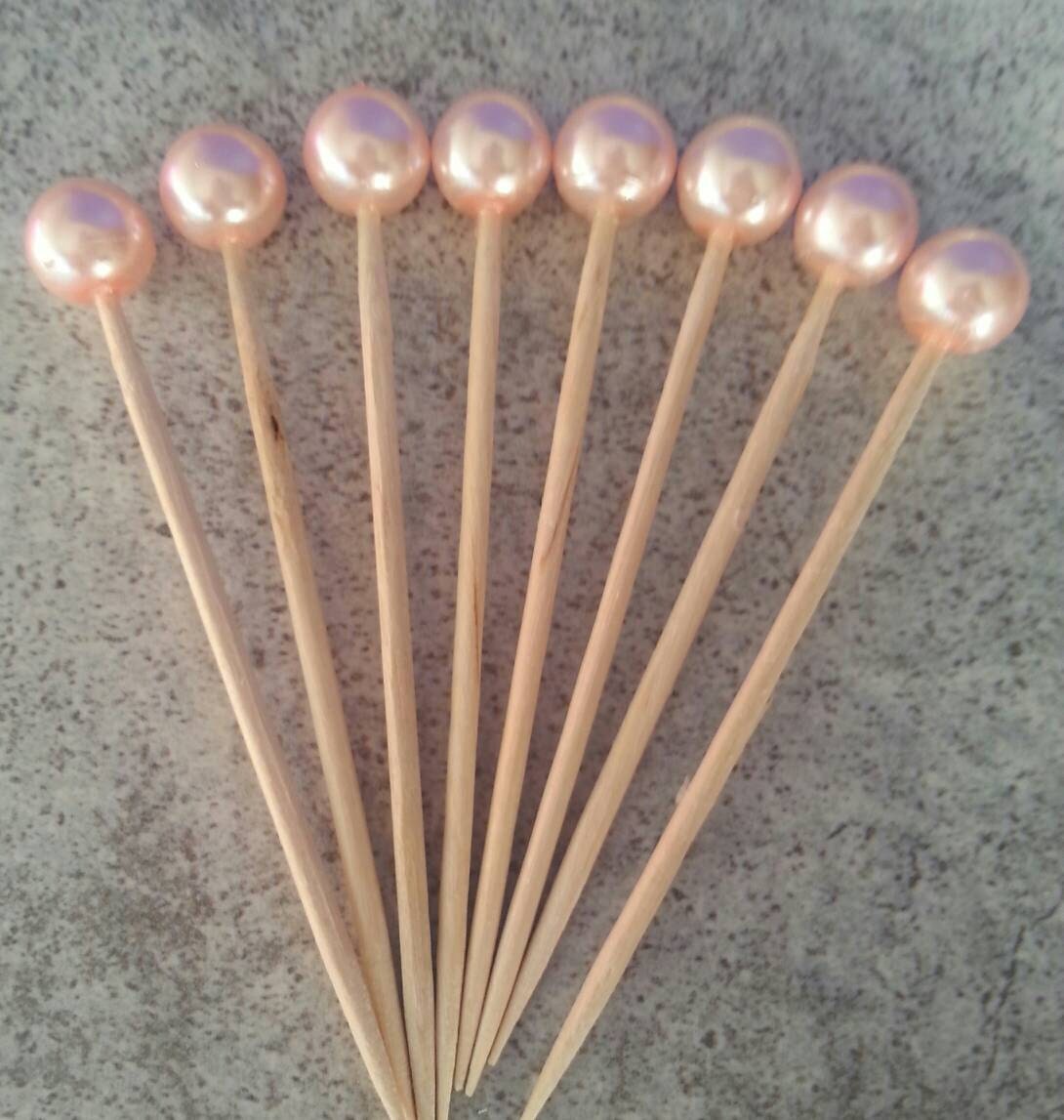 40 Pink Pearl 8mm Cocktail Party Picks, Pearls, Pink, Appetizers ...