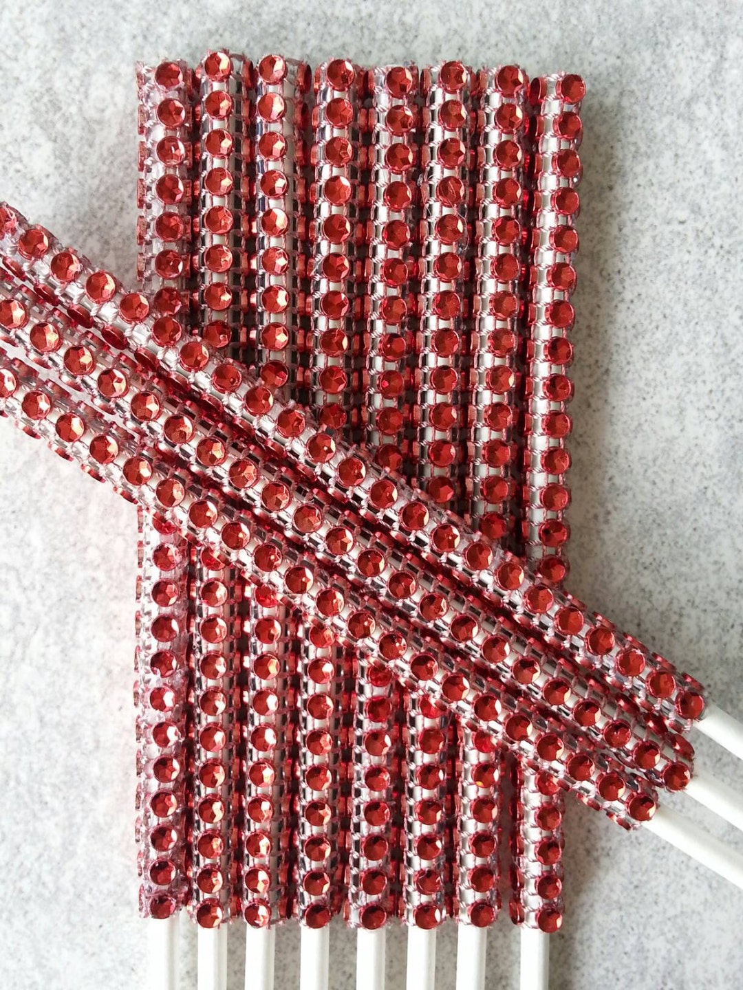 13 Red Bling Sticks, Diamond Mesh,cake Pop Glitter Sticks, Dessert Bar ...
