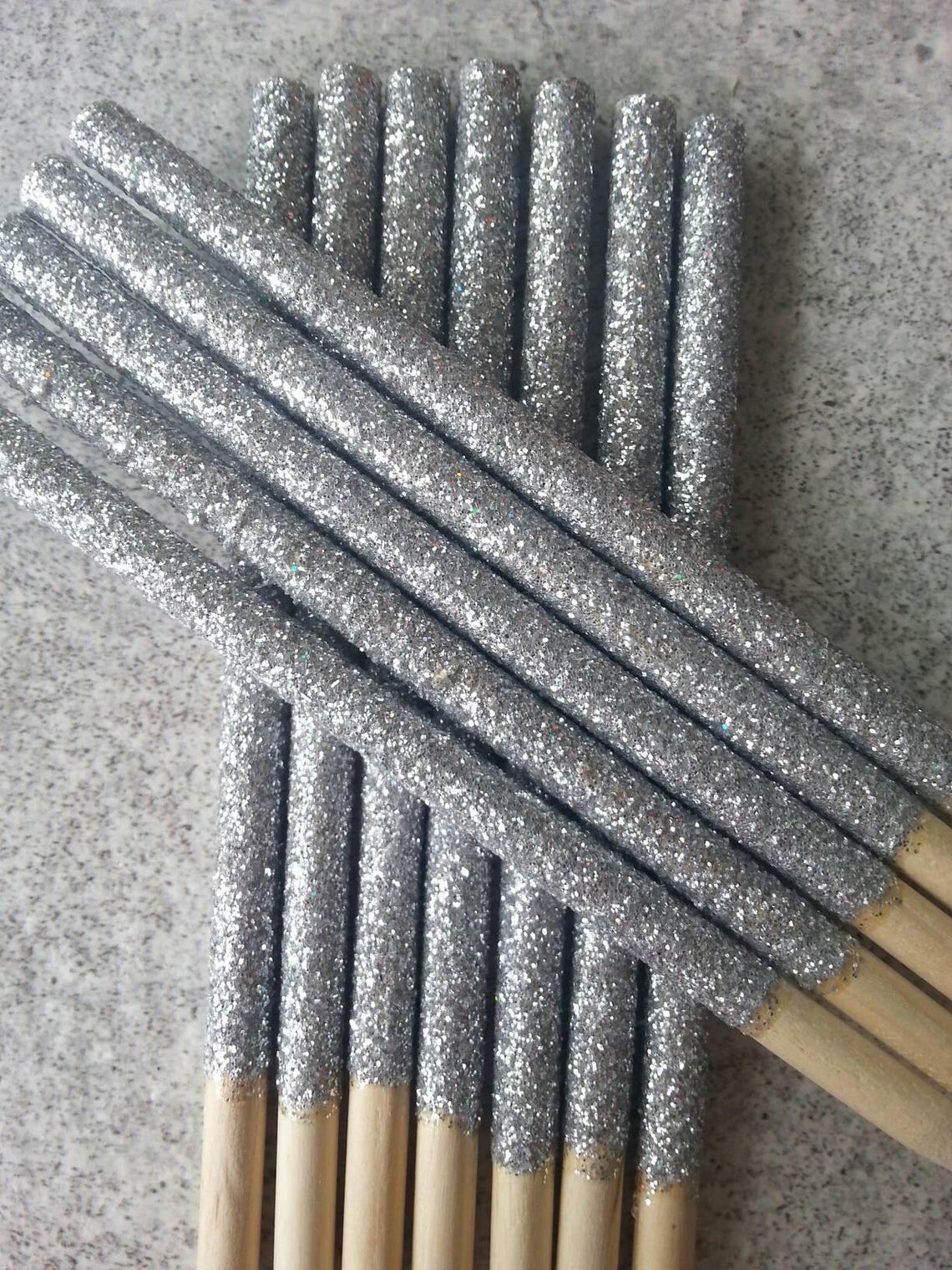 12 Real Silver Glitter Candy Apple Sticks Candy Apple - Etsy