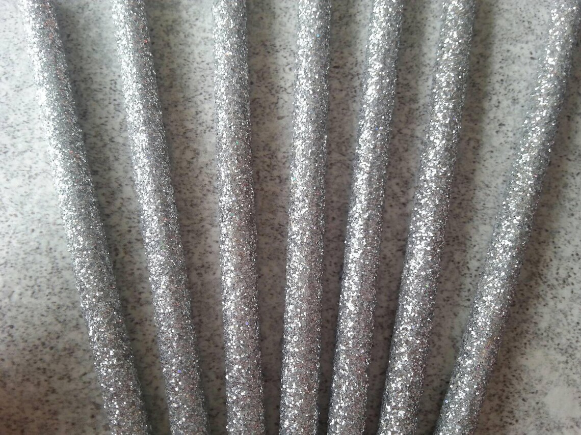 12 Real Silver Glitter Candy Apple Sticks Candy Apple - Etsy