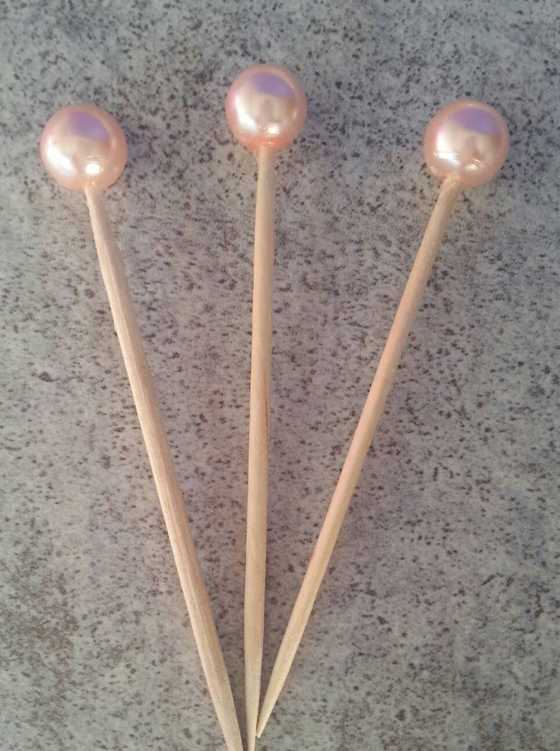 40 Pink Pearl 8mm Cocktail Party Picks Pearls Pink - Etsy
