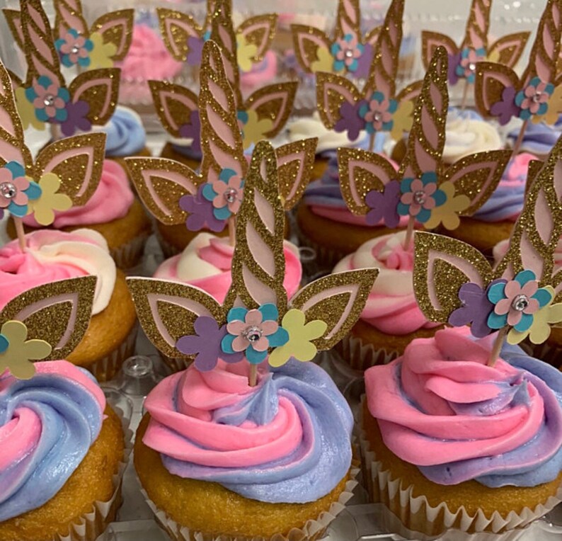 12 Unicorn cupcake toppers cupcake picks skewers dessert | Etsy