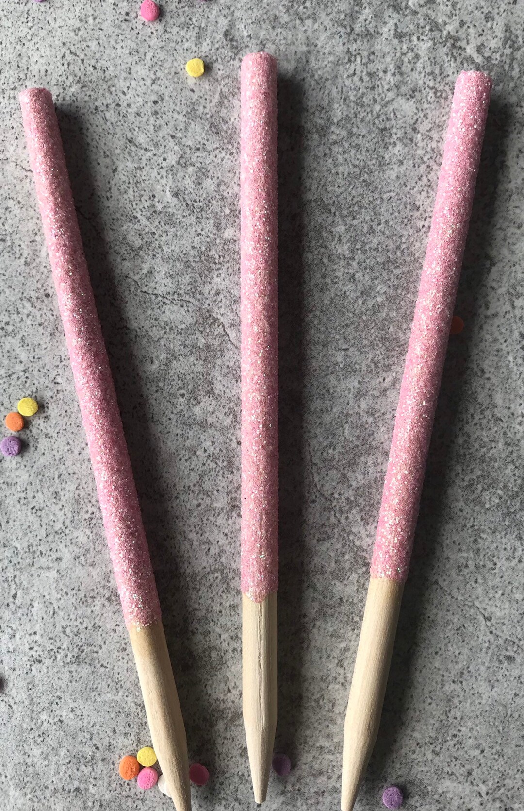 12 Pink Glitter Candy Apple Sticks, Party Dessert Decor - Etsy