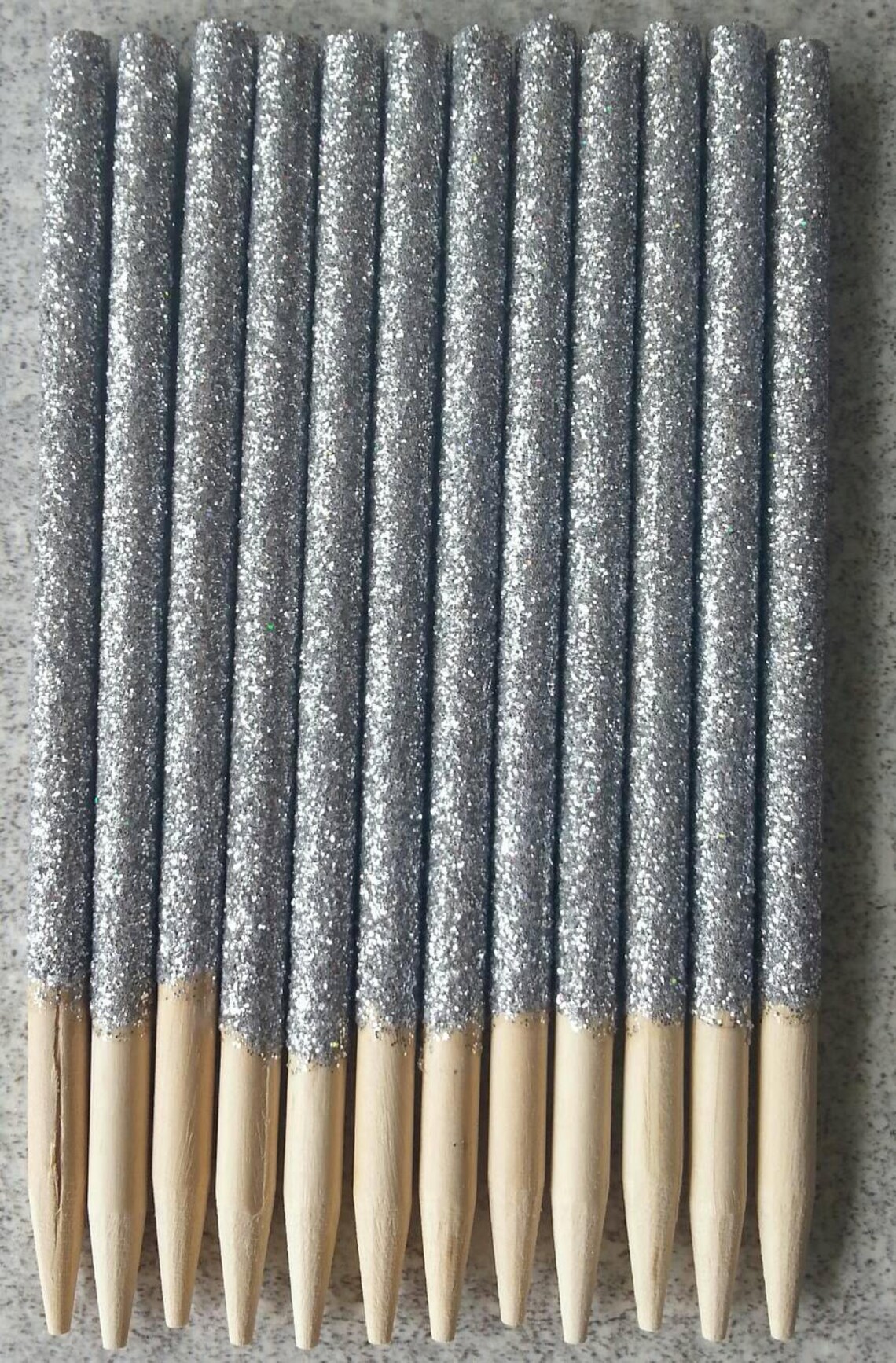 12 Real Silver Glitter Candy Apple Sticks Candy Apple - Etsy