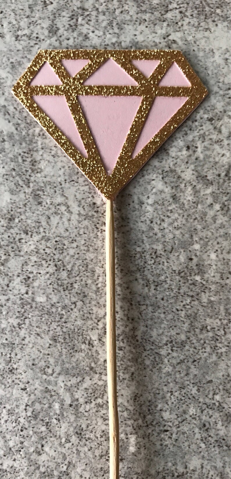 12 Gold Glitter and Pink Diamond Double Sided Cupcake Pick - Etsy