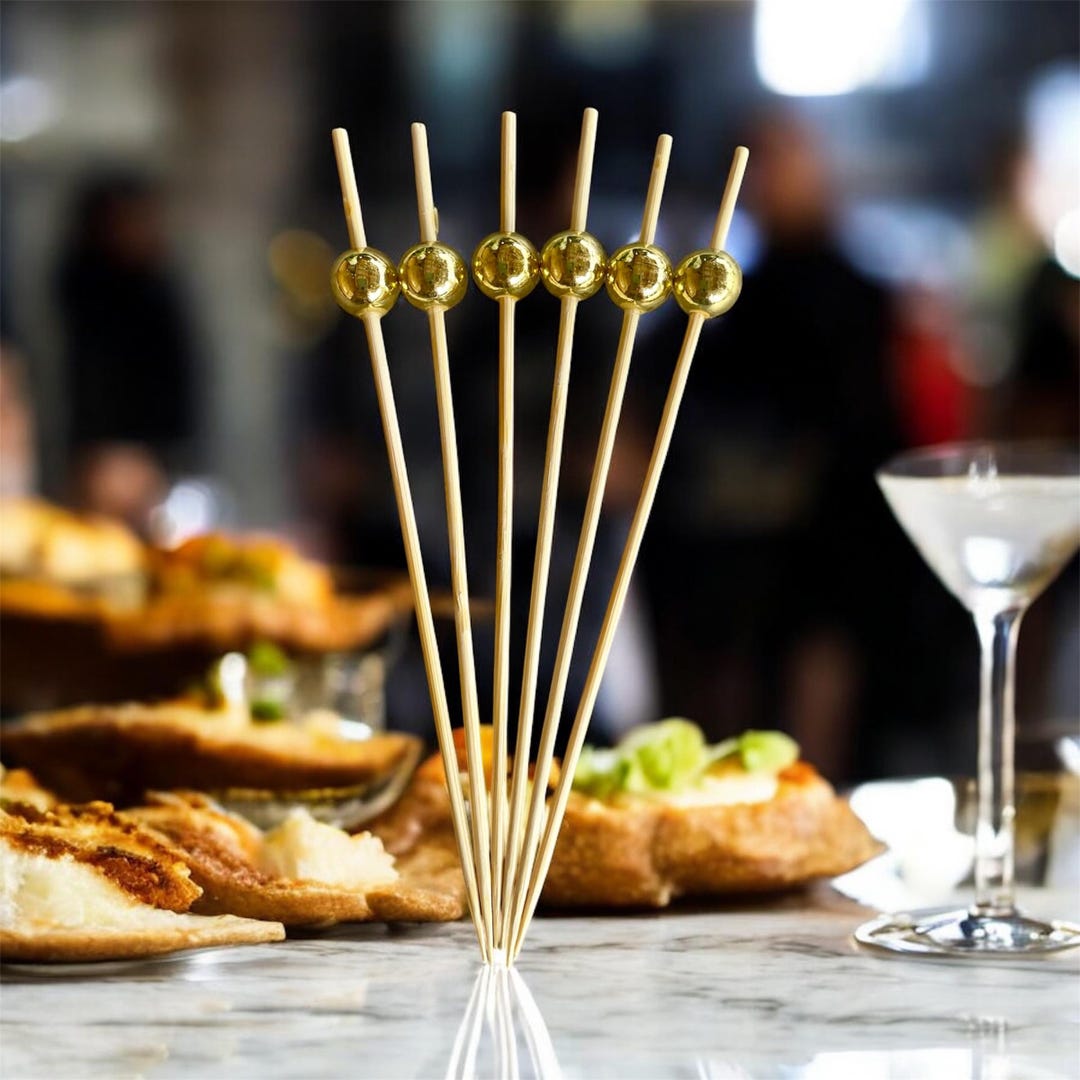 Gold Cocktail Picks, Resin Bead Appetizer Skewers, Set of 40 - Etsy
