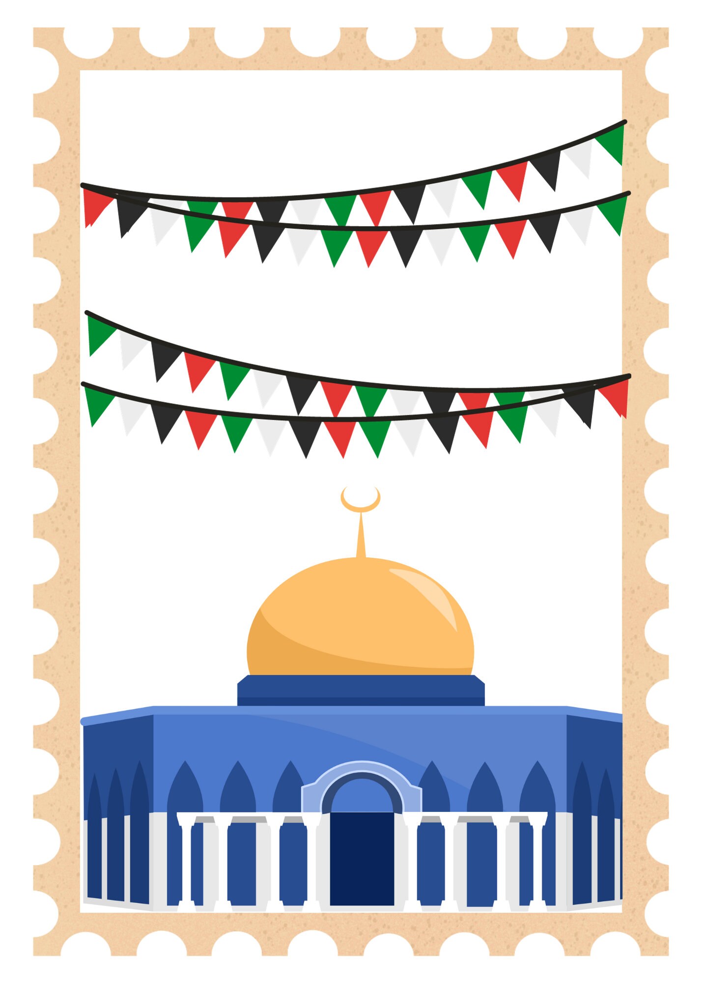 Free Palestine Jerusalem Greeting Card Cute Falasteen Al-aqsa Mosque ...