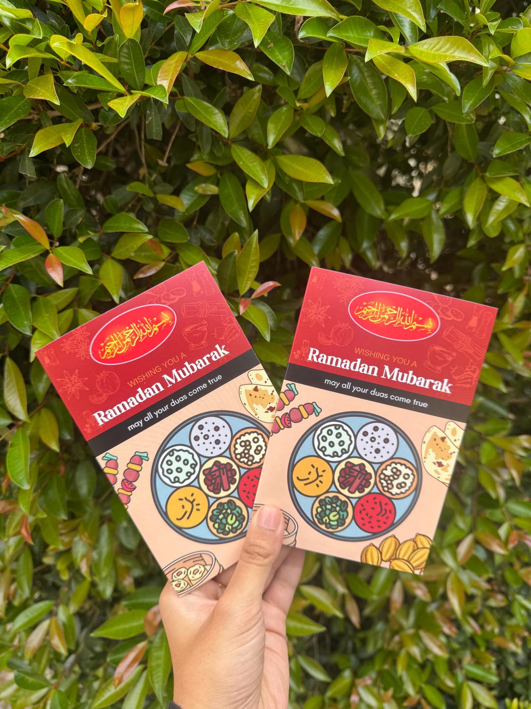 Ramadan Mubarak Shan Masala 2-pack Card Set L Maroon Cute Colorful and ...