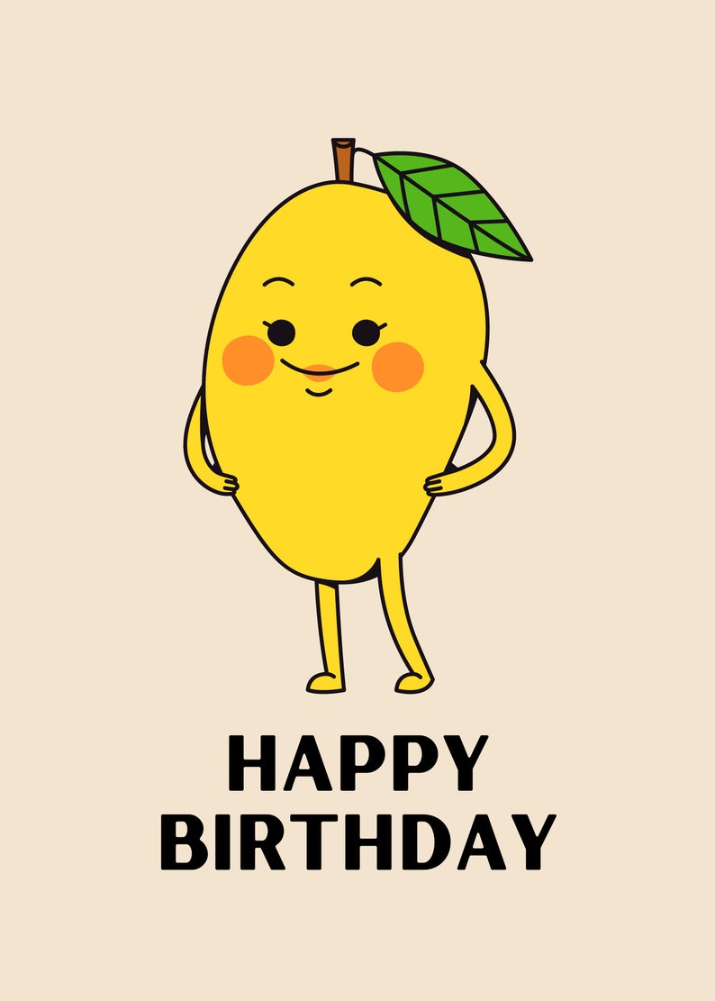 Mango Happy Birthday Greeting Card, Cute Desi Hispanic South Asian ...