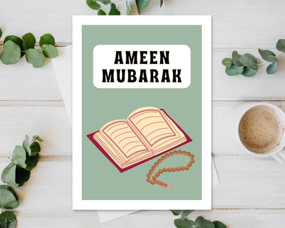 Ameen Mubarak Congratulations South Asian Greeting Card | Khatam Al-quran Completion Islamic ...