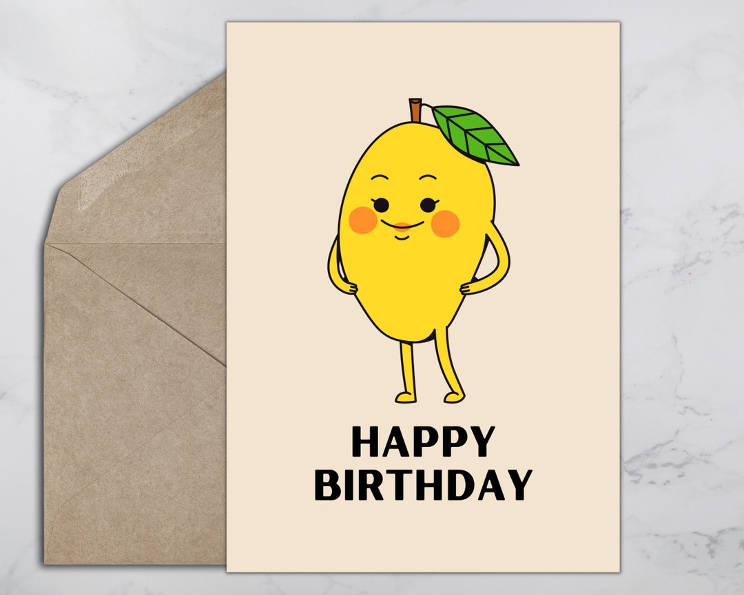 Mango Happy Birthday Greeting Card, Cute Desi Hispanic South Asian ...