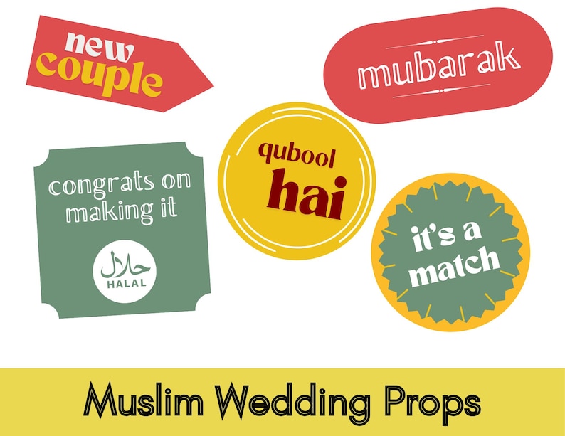 Islamic Nikkah Wedding Photobooth Props PDF Print | Muslim Wedding ...